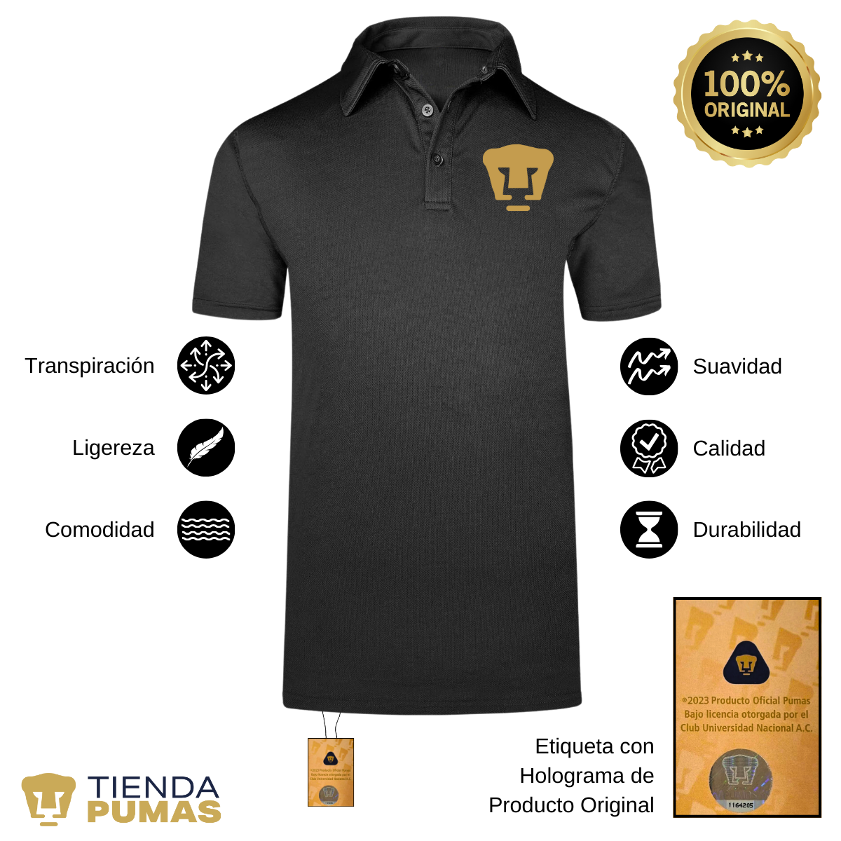 Playera Tipo Polo Hombre Pumas UNAM Logo Dorado Vinil – Tienda Pumas
