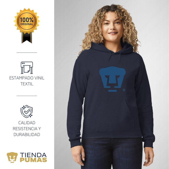 Sudadera Mujer Hoodie Pumas UNAM Azul Logo Vinil – Tienda Pumas